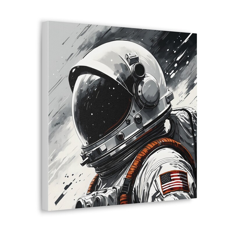 Astronaut in Space Art Canvas - Cosmic Explorer Illustration - Stellar ...