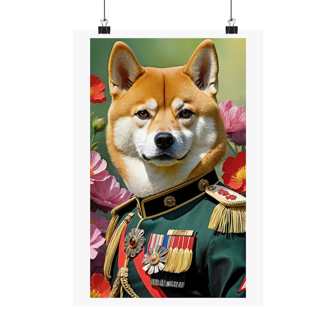 Shiba Commander: Artwork of a Shiba Inu in Military Attire - Unique Dog ...