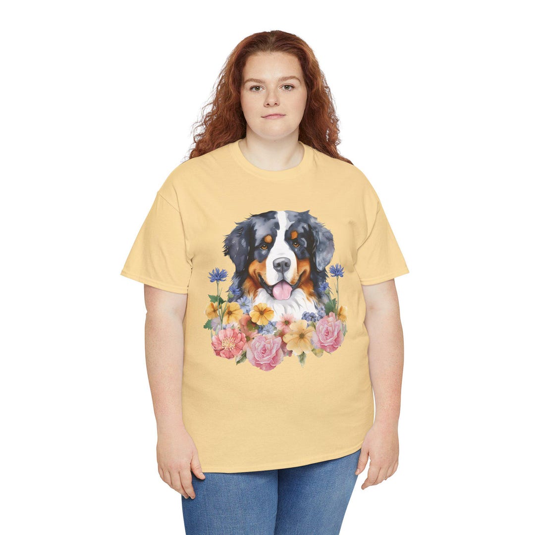 Bernese Mountain Dog Watercolor Floral Tee, Dog Lover Shirt, Gift for ...