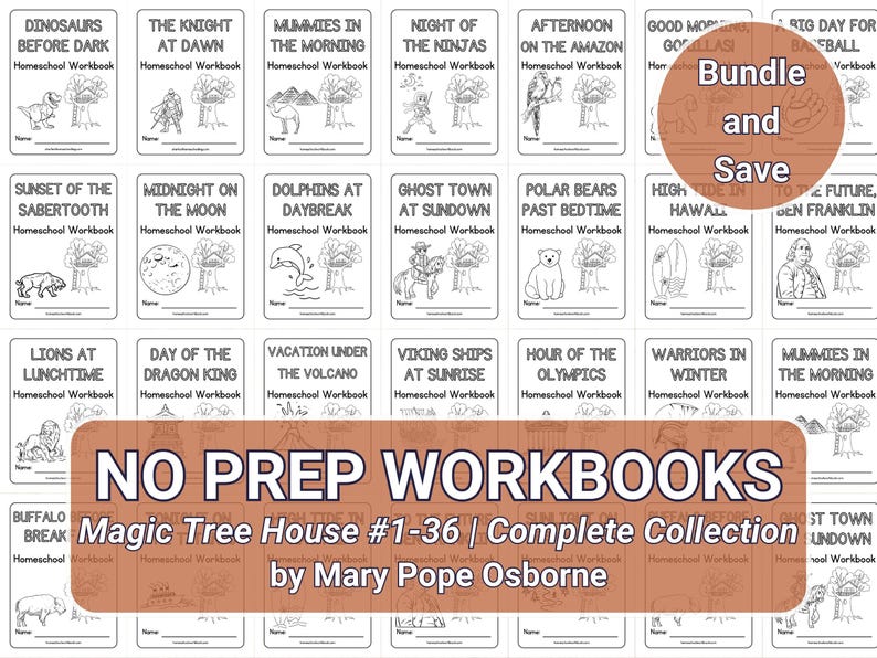 Complete Magic Tree House Homeschool Workbook Bundle | Books # 1-36 - Etsy