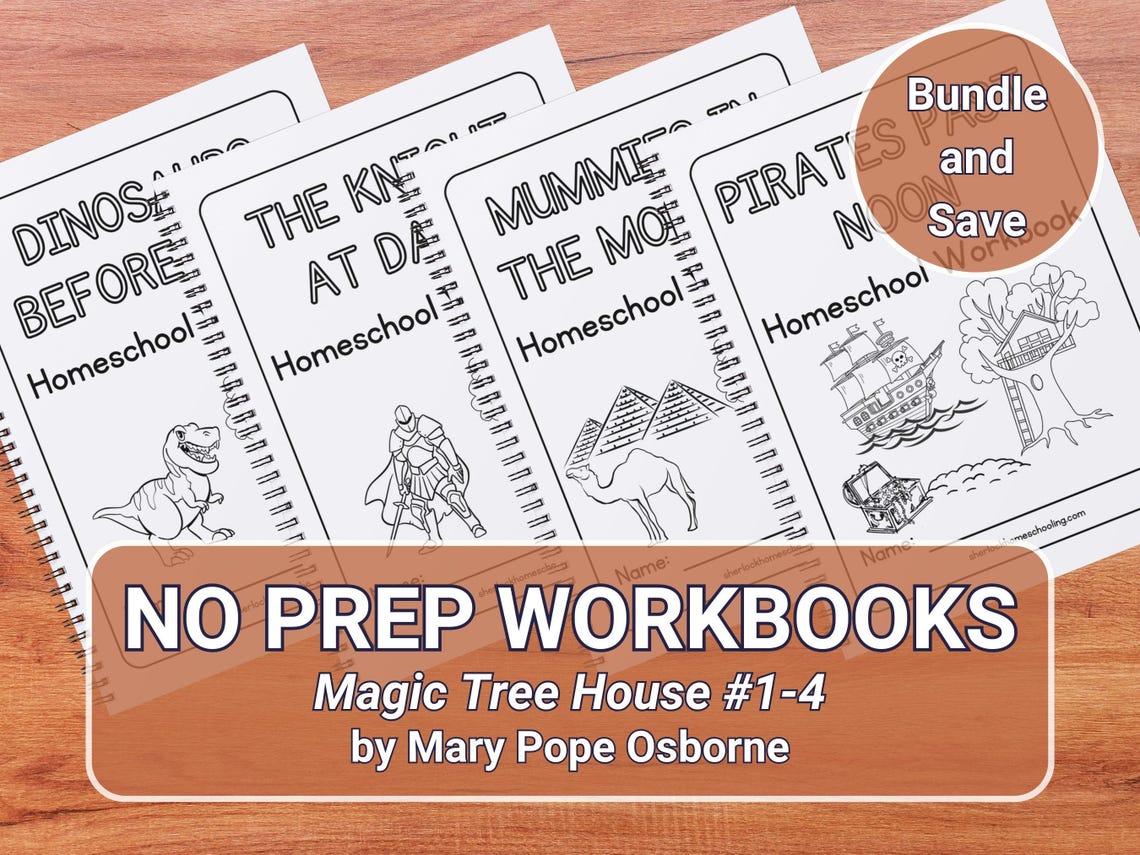 Magic Tree House 4 Book Homeschool Workbook Bundle | Dinosaurs Before ...