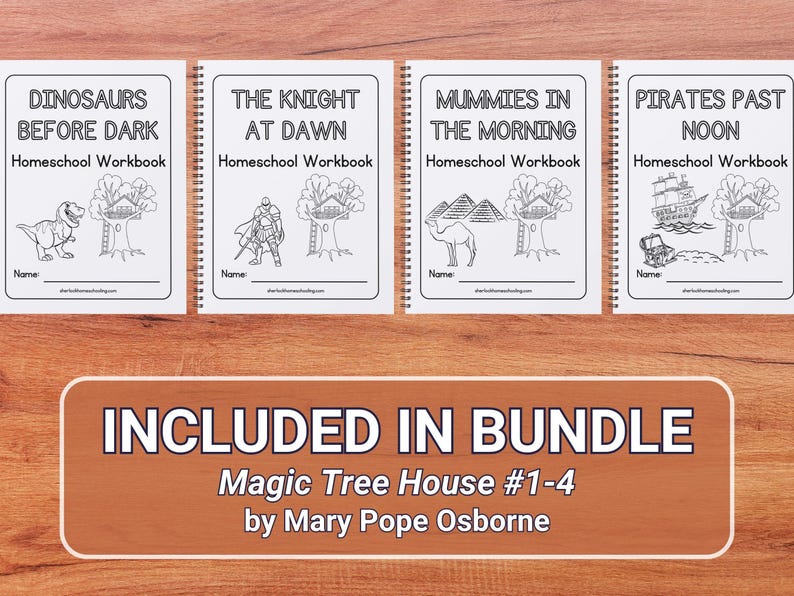 No Prep Magic Tree House Printable Workbooks Magic Tree House Books 1-4 ...