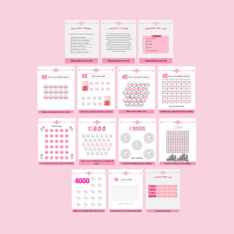 Pink Aesthetic Financial Guide - Etsy