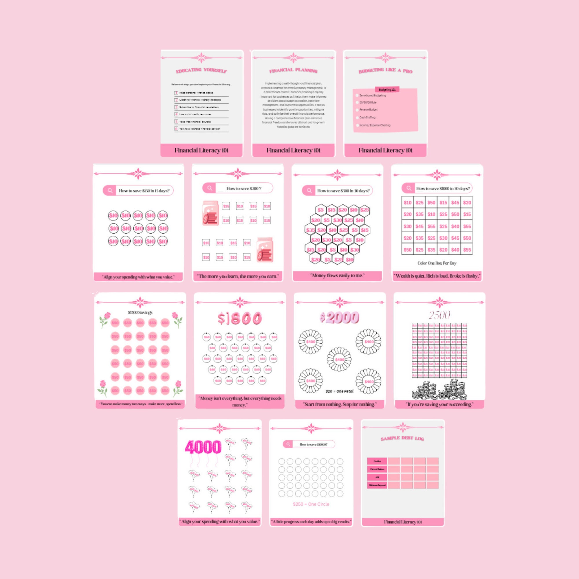 Pink Aesthetic Financial Guide - Etsy