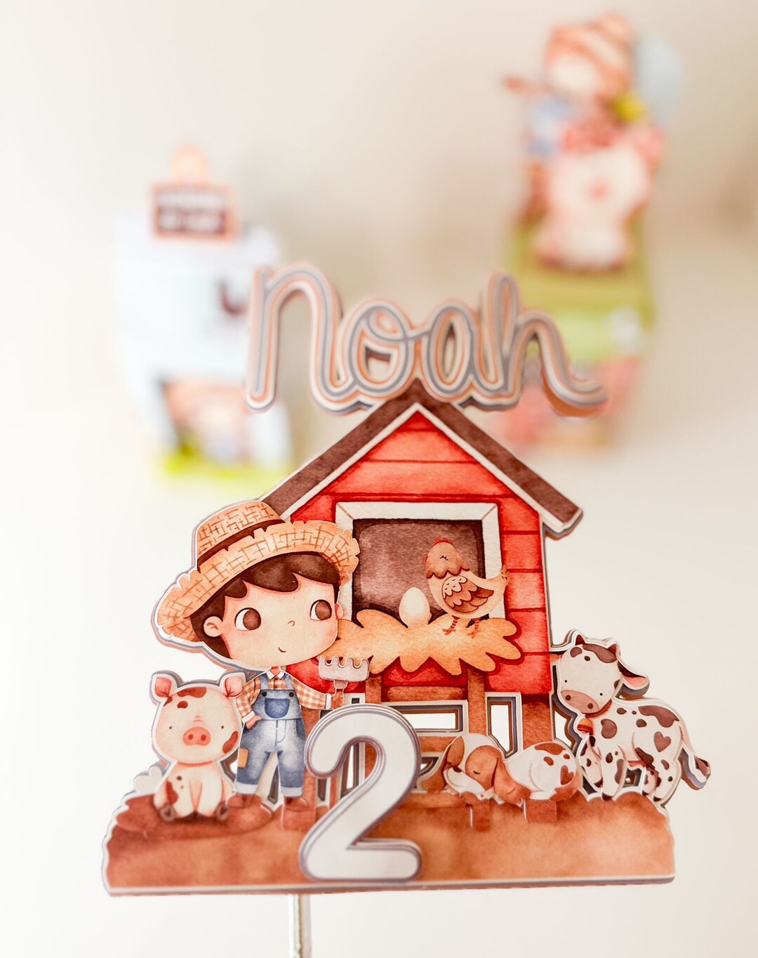 Farm - Boy - Cake Topper - Cake Top - 3D. - Etsy