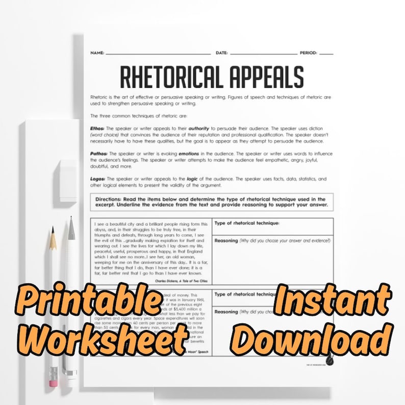 Rhetorical Appeals Worksheet - Etsy