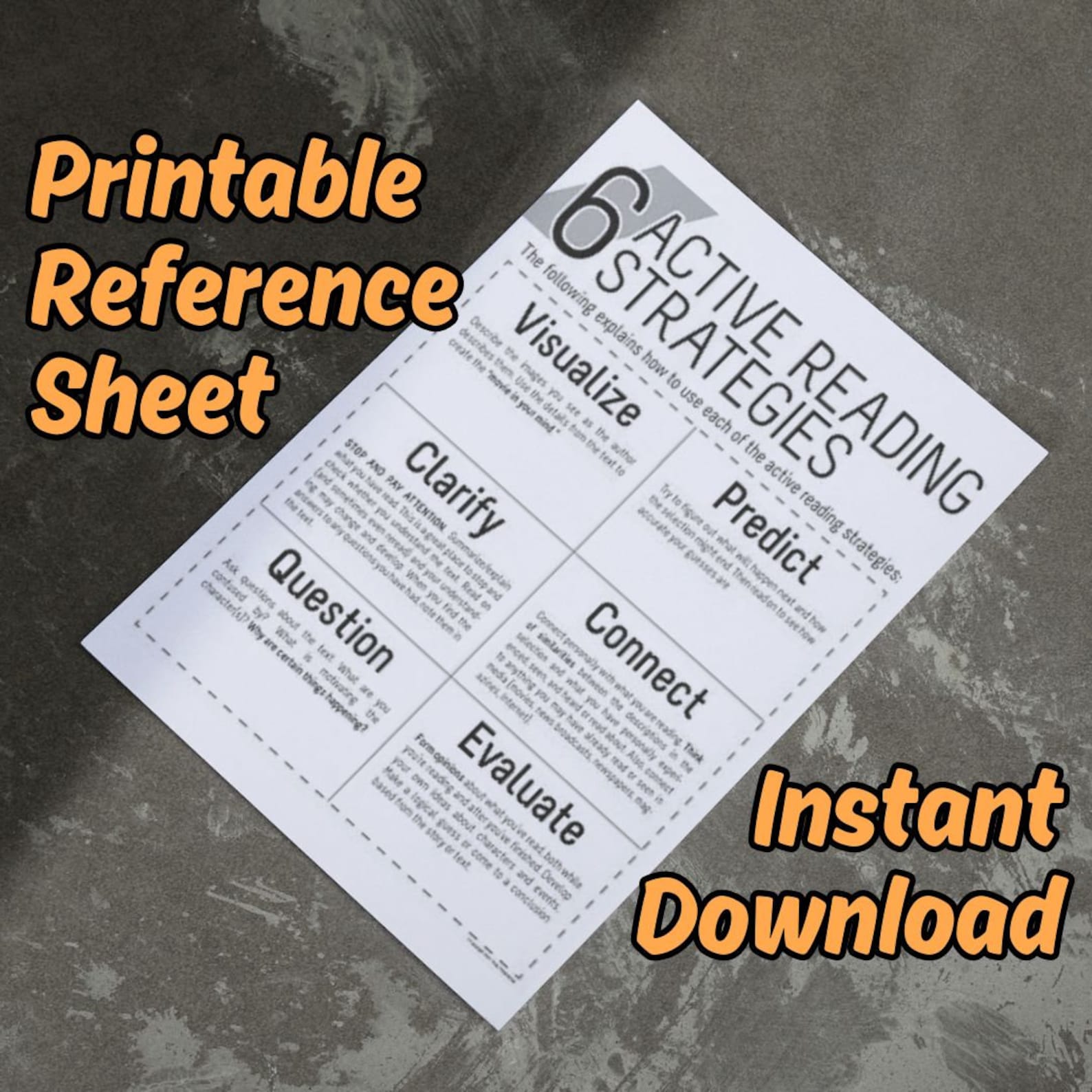 Active Reading Strategies Printable - Etsy