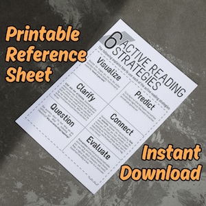 Active Reading Strategies Printable - Etsy