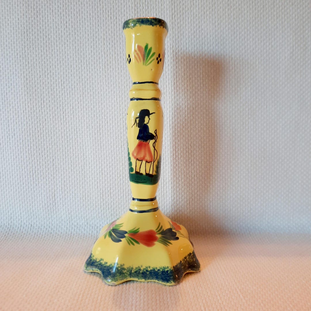 HB Quimper "soleil Yellow" Faience Pottery Candlestick, 8 3/4" - Etsy