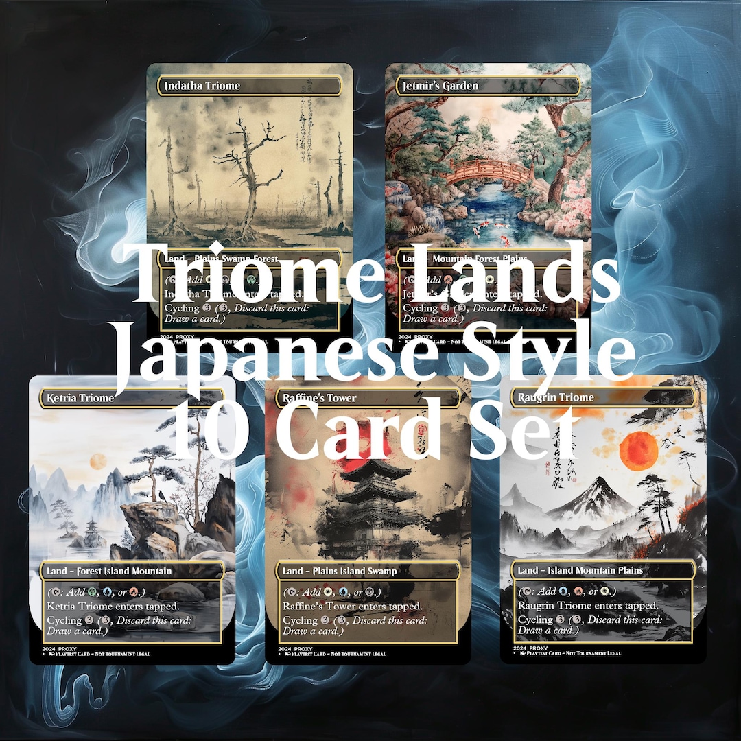 Japanese Style Triome Land Proxy Set - Custom Proxy Commander - Proxies - Etsy