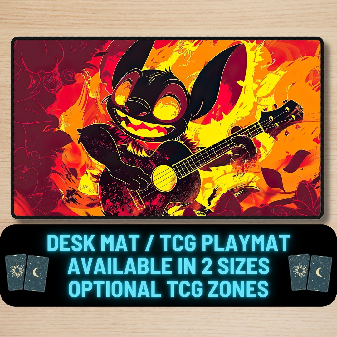 Lorcana Playmat Rockstar Stitch, Fiery Hawaiian Luau Computer Desk Mat ...
