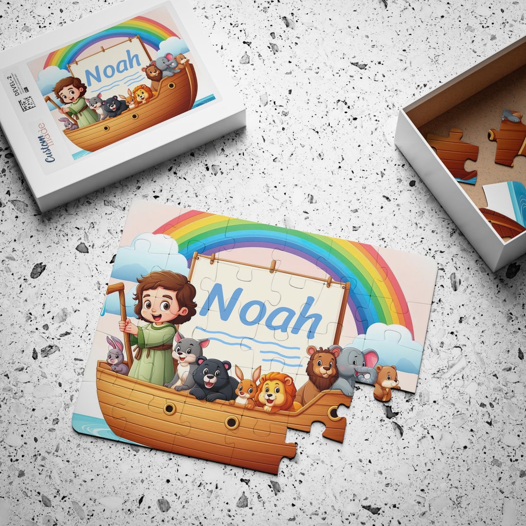 Personalized Noah's Ark Name Puzzle, Custom 30pc Puzzle for Toddlers ...