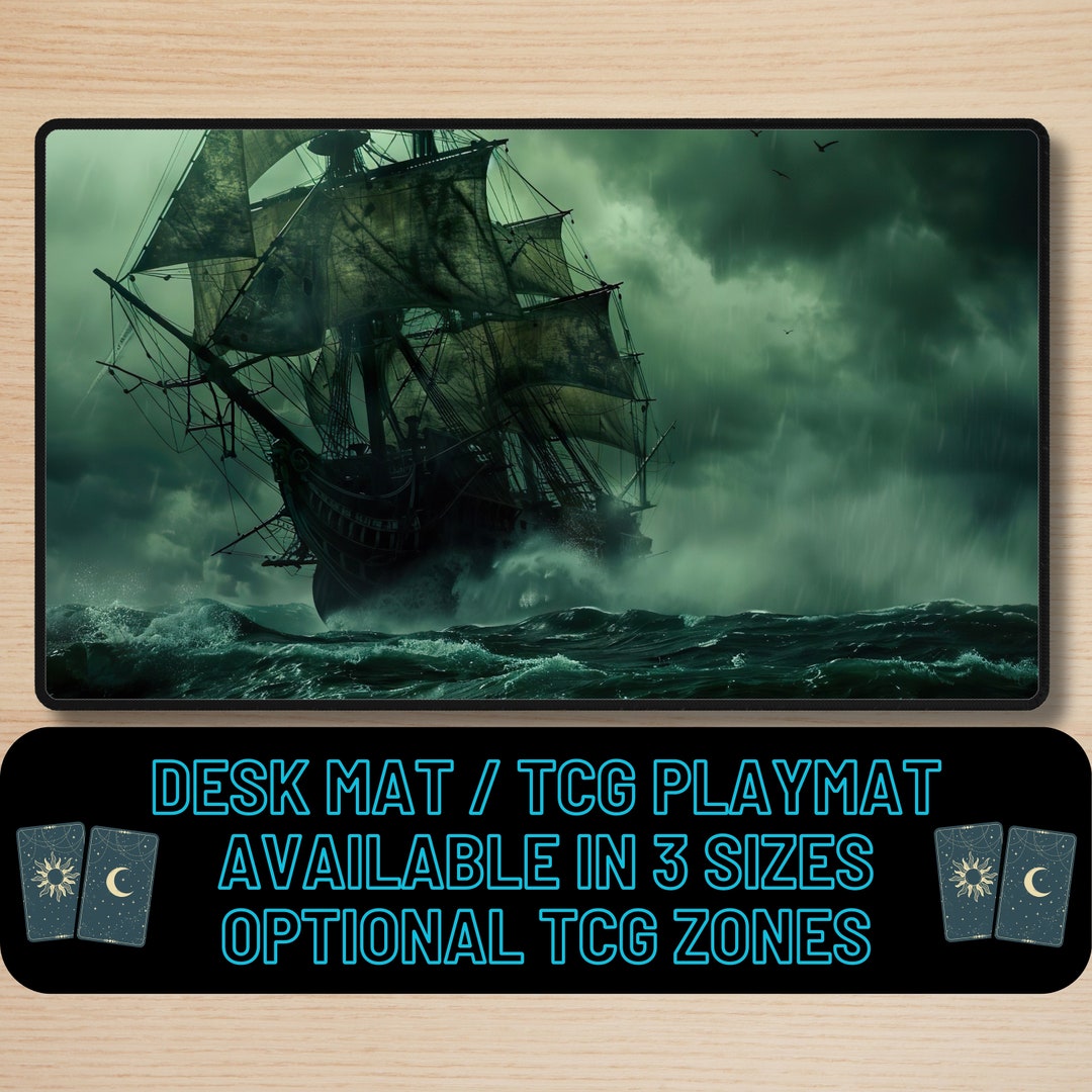 Pirate Ship Caribbean Desk Mat, Black Pearl Treasure Gaming Pad, XL ...