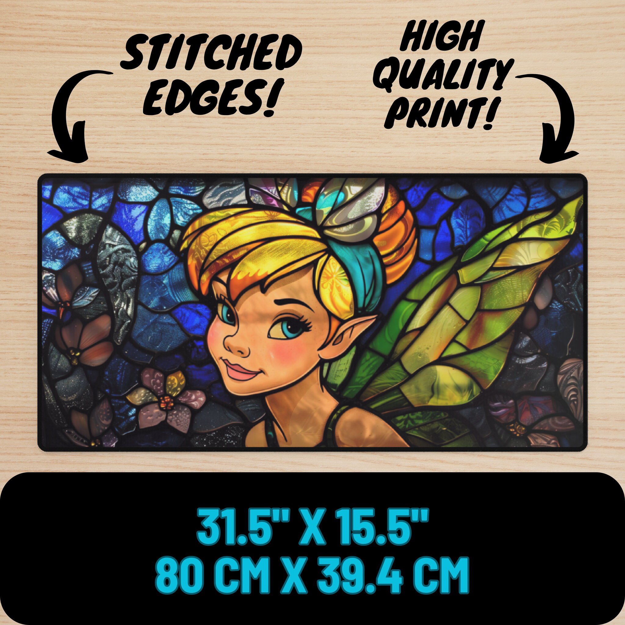 Lorcana Playmat Tinkerbell Stained Glass, Fairy Pixie Dust Desk Mat, Gaming Pad, Mousepad ...