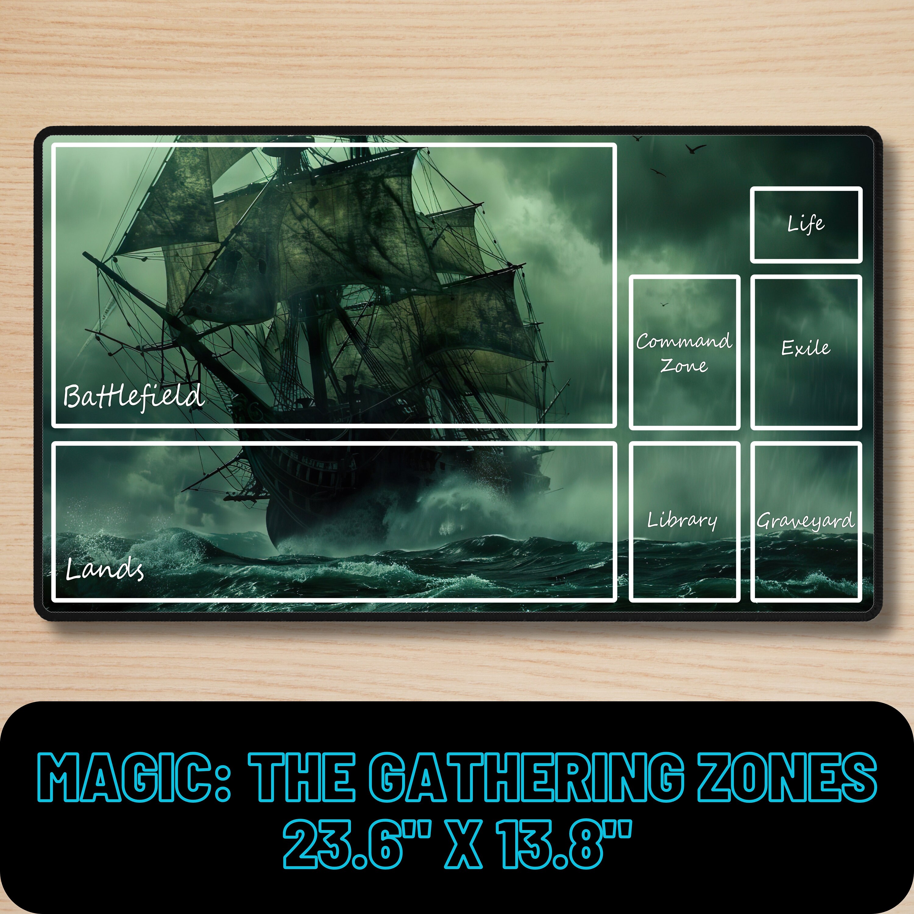 Pirate Ship Caribbean Desk Mat, Black Pearl Treasure Gaming Pad, XL ...