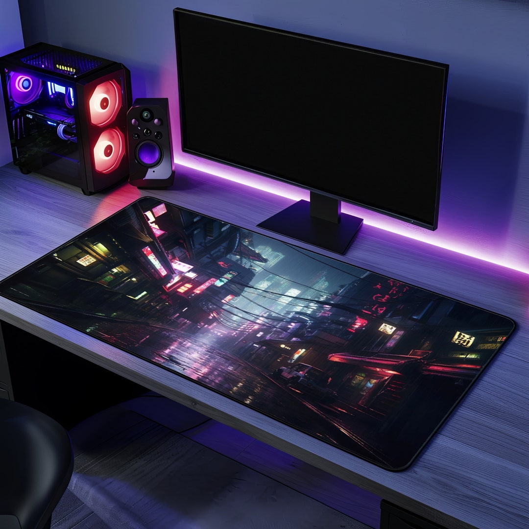 Cyberpunk Japanese Street Desk Mat, Japan Gaming Pad, Anime Playmat, XL ...