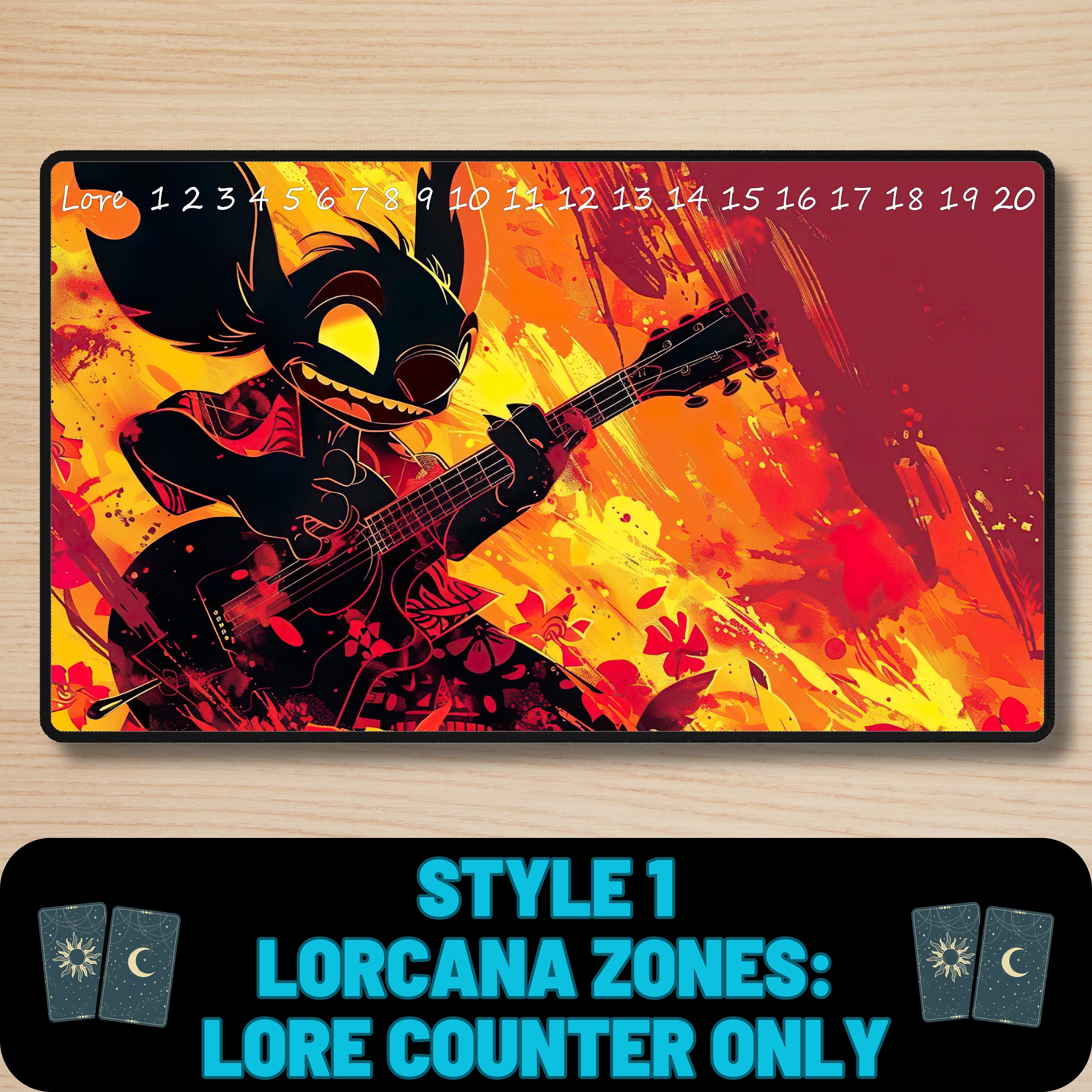 Lorcana Playmat Rockstar Stitch, Fiery Hawaiian Luau Computer Desk Mat ...