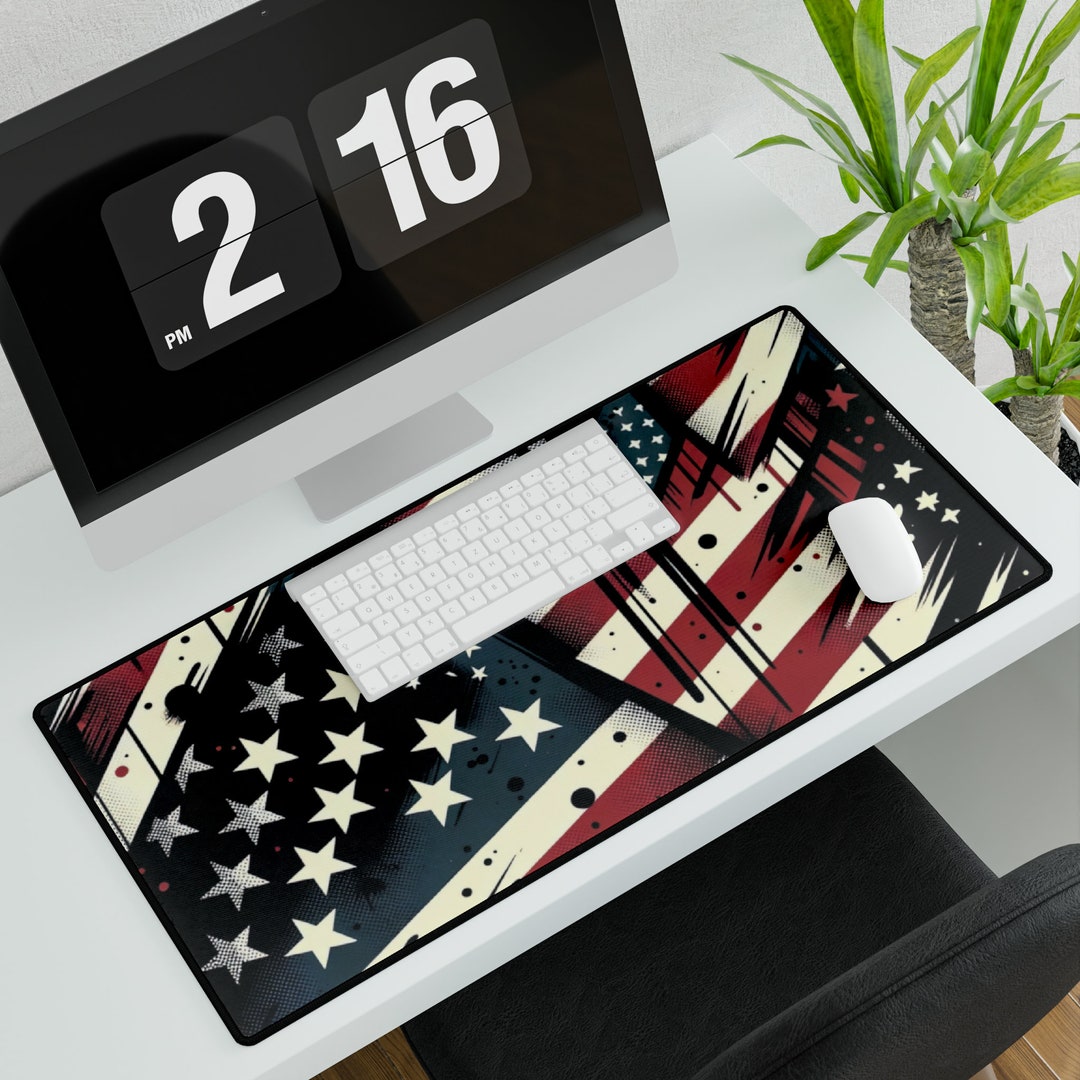 USA American Flag Patriotic Desk Mat Large Keyboard Mouse Pad, PC ...