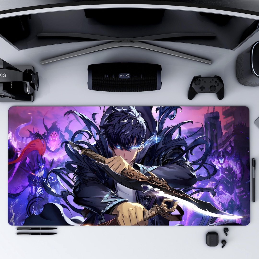 Solo Leveling Playmat, Sung Jinwoo Shadow Monarch Gaming Deskmat, XL ...