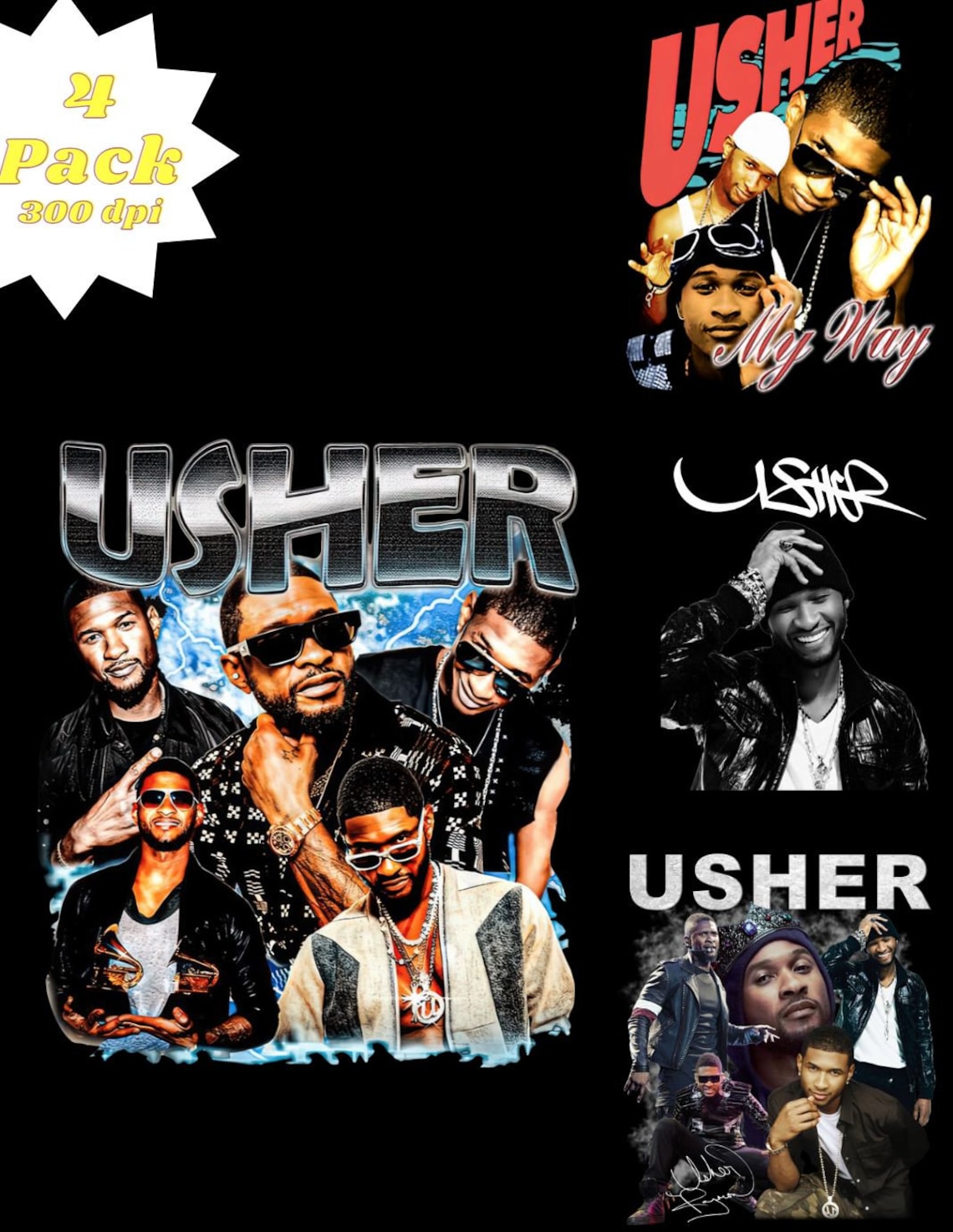 USHER T Shirt Design. Png Digital 4500x5100 Px. RAYMOND, R&B, Pop ...