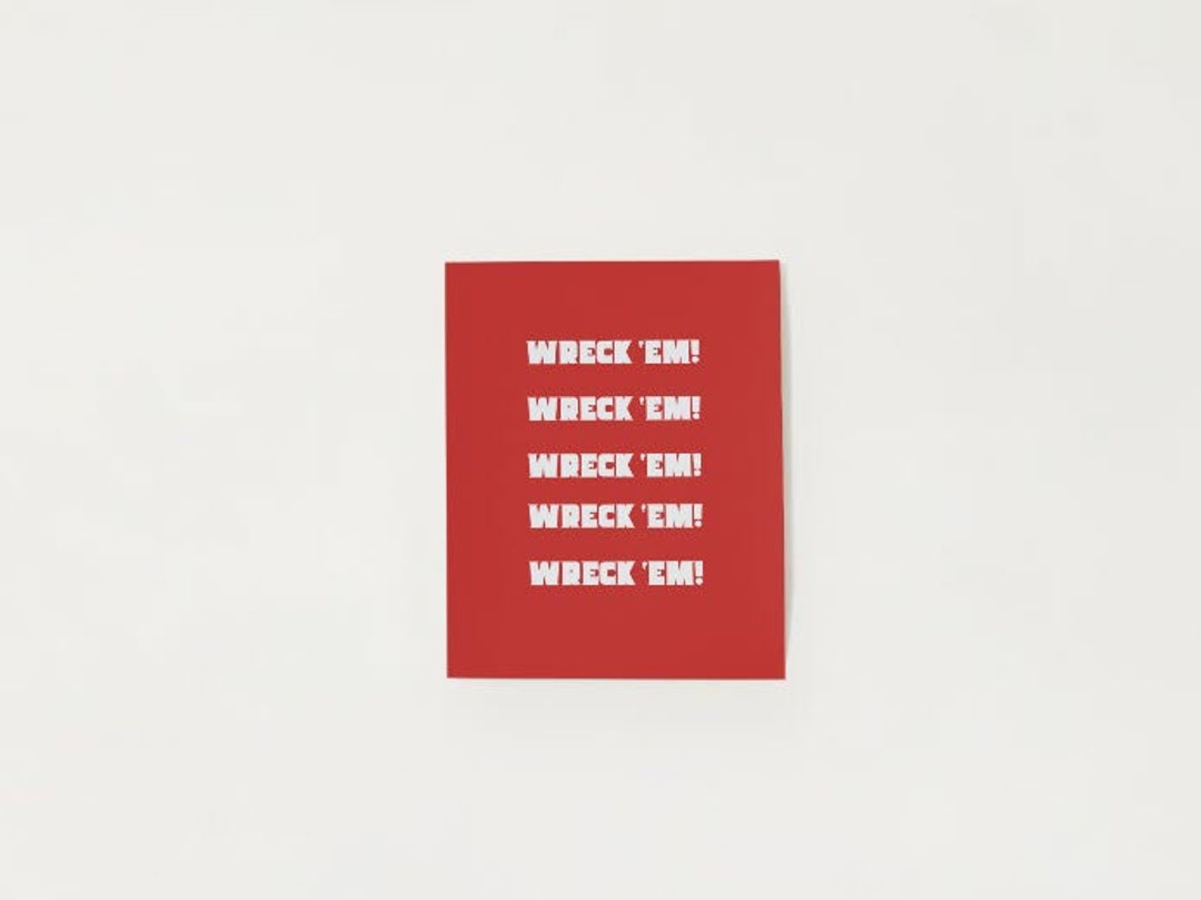 Texas Tech Wreck Em Poster - Red and White - Etsy