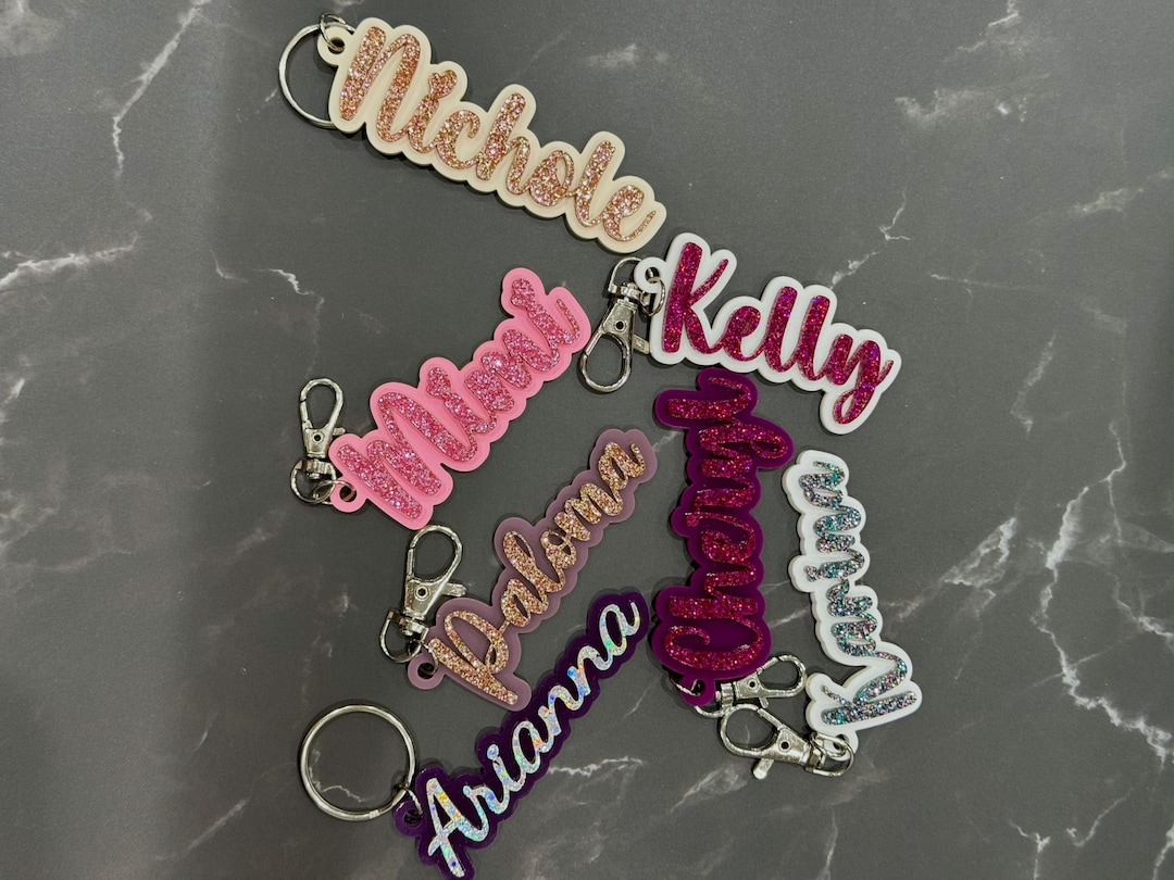 Name Keychain, Backpack Name Tag, Diaper Bag Tag, Custom Acrylic ...