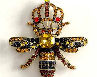 Brooch Large Statement Queen Bee Rhinestone Lapel Pin Jewelry Gift for ...