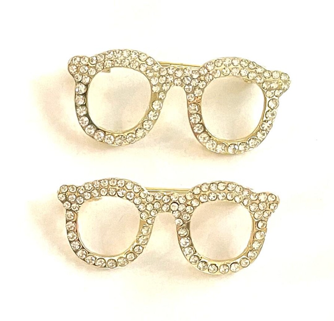 Set of 2 Gold Tone Pave Crystal Glasses Eyeglasses Optician Optical ...