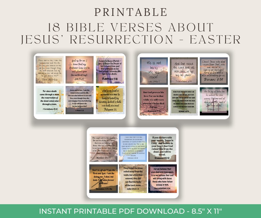 Printable Easter Bible Verse Cards Instant Download 18 Printable Memory ...