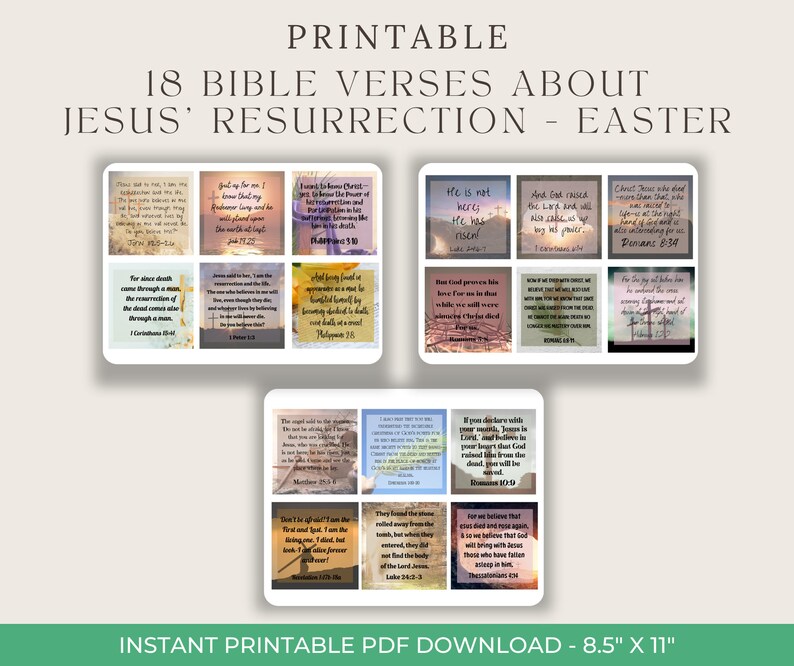 Printable Easter Bible Verse Cards Instant Download 18 Printable Memory ...