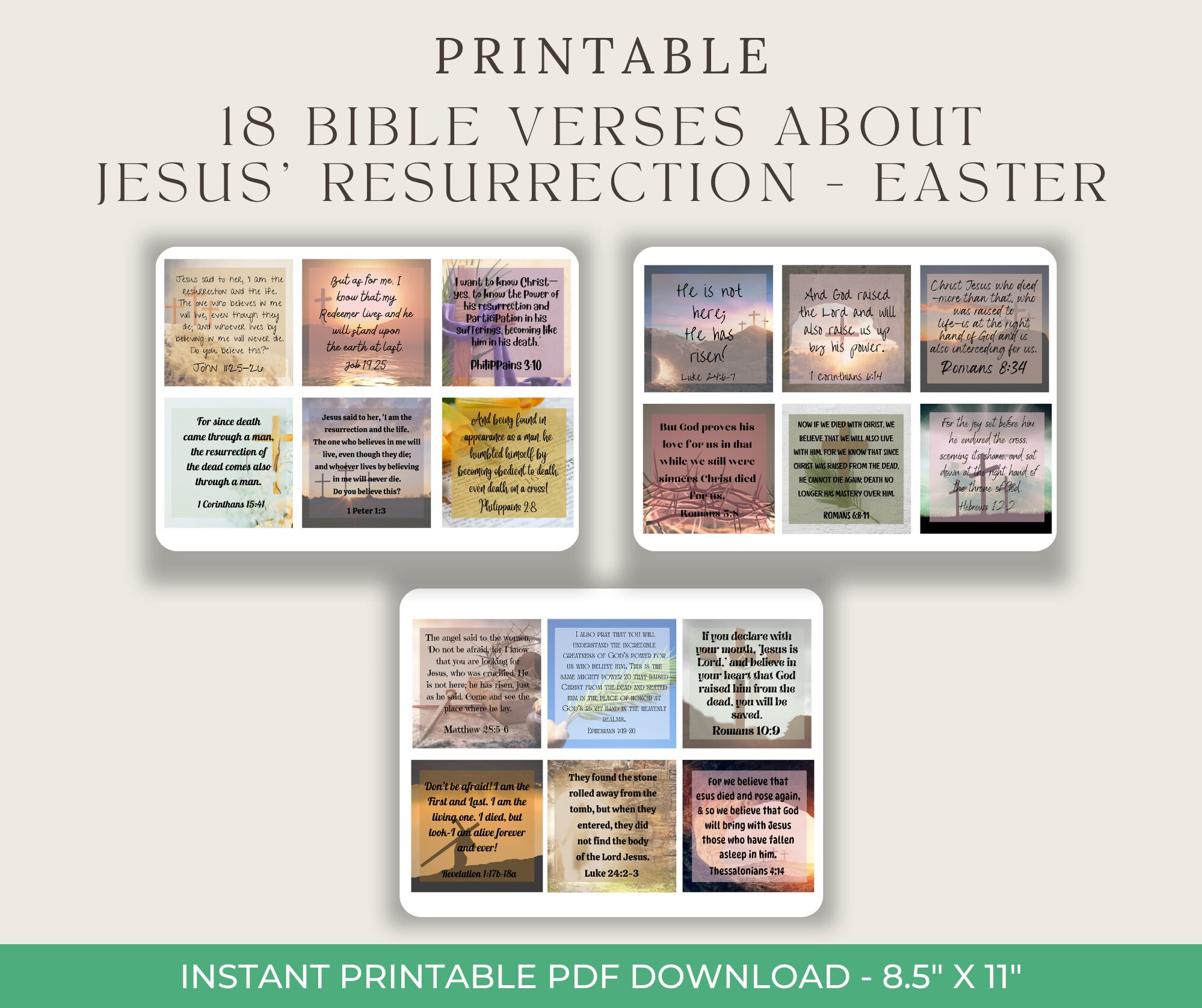 Printable Easter Bible Verse Cards Instant Download 18 Printable Memory ...