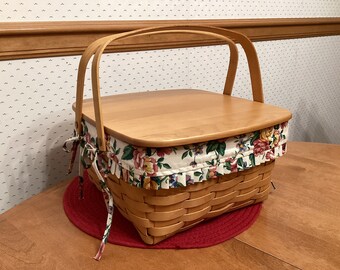 NEW Longaberger Blue Ribbon Pie Basket, Includes Protector, Blue Plaid ...