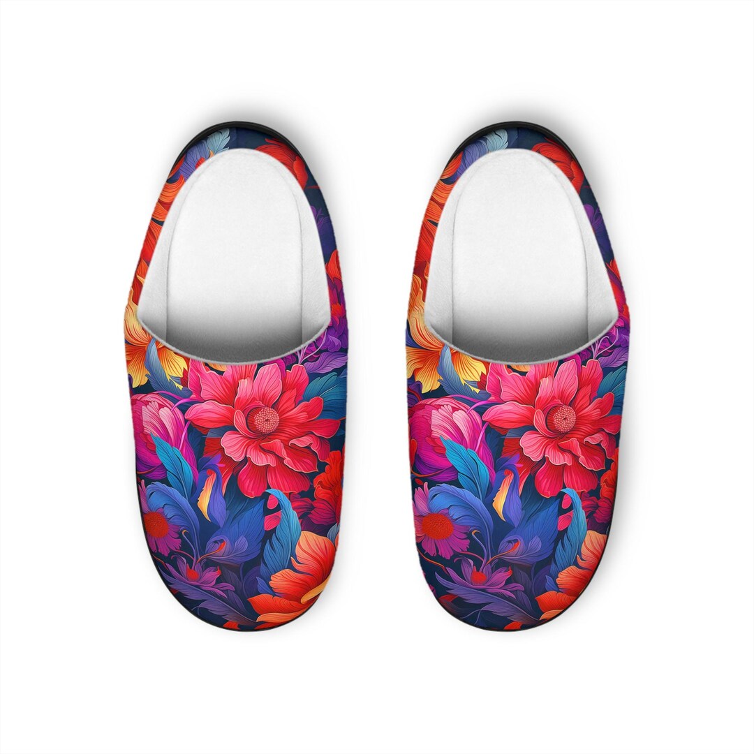 Pink Roses Women's Slippers, Floral Indoor Footwear, House Shoes ...