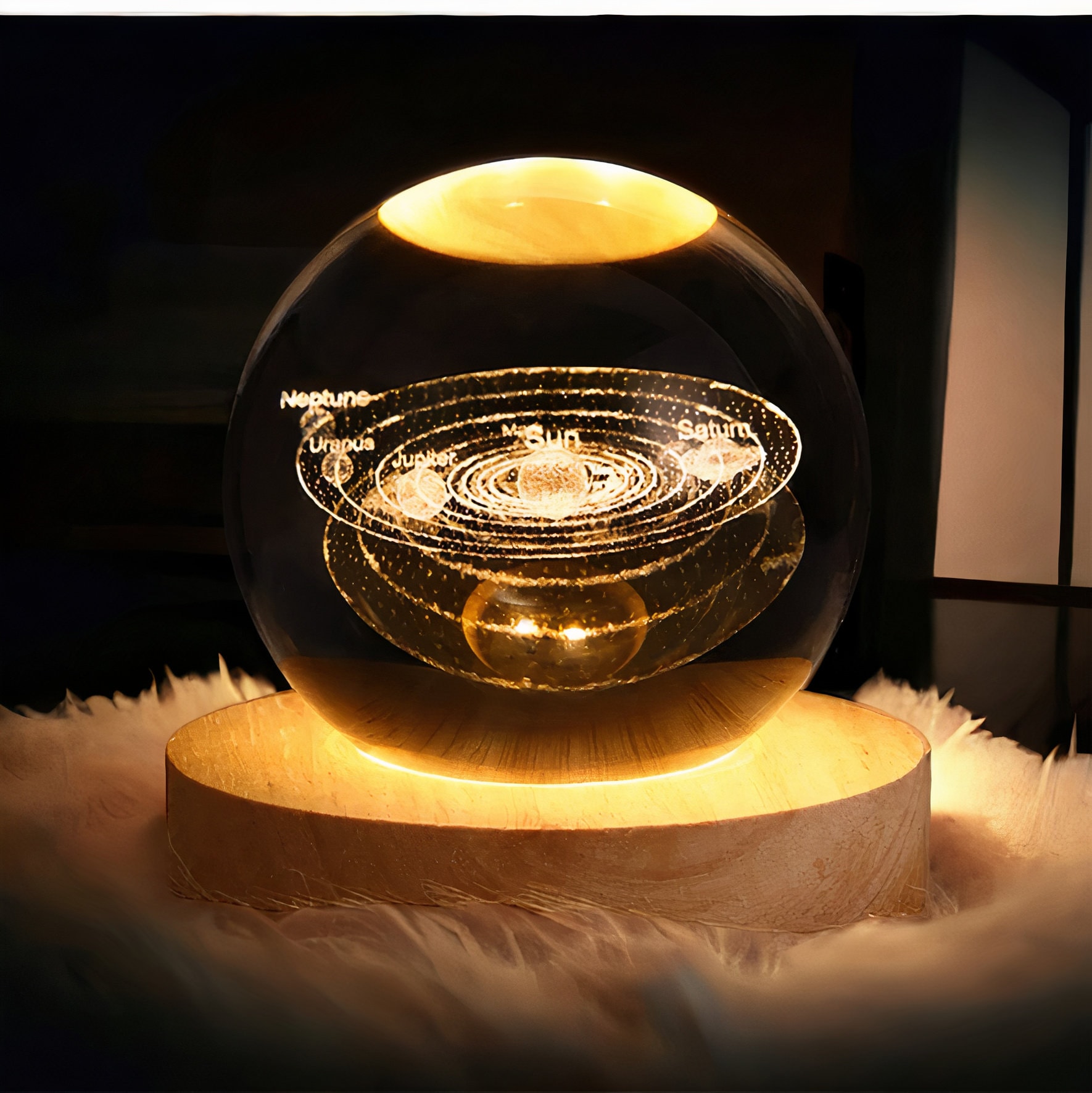 Moon Crystal Ball 3D Moon Night Light Laser Engraved Table Lamp 3D ...