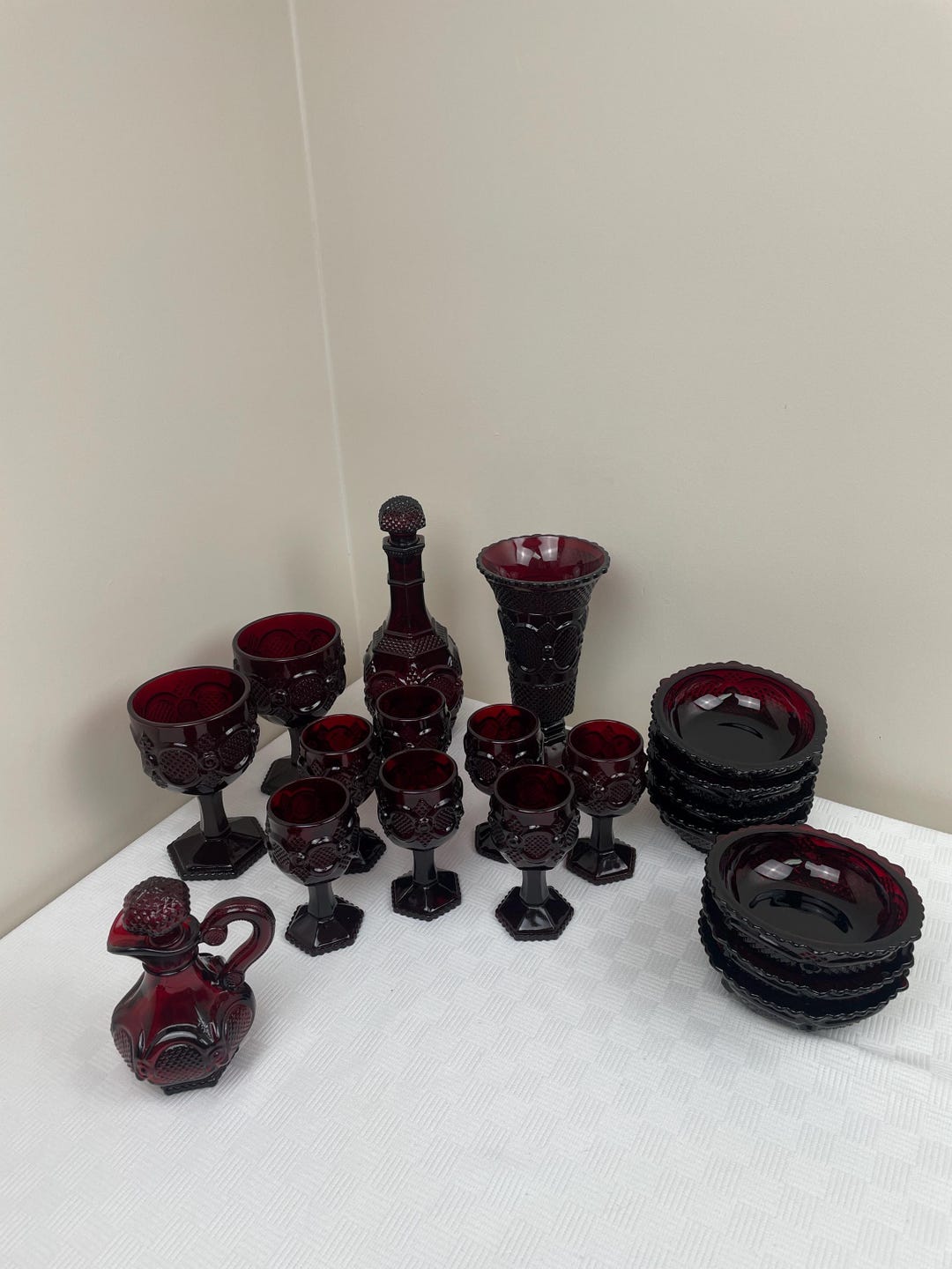 Avon 1876 Ruby Red Cape Cod Glass Pieces, Vintage 1970s - Etsy