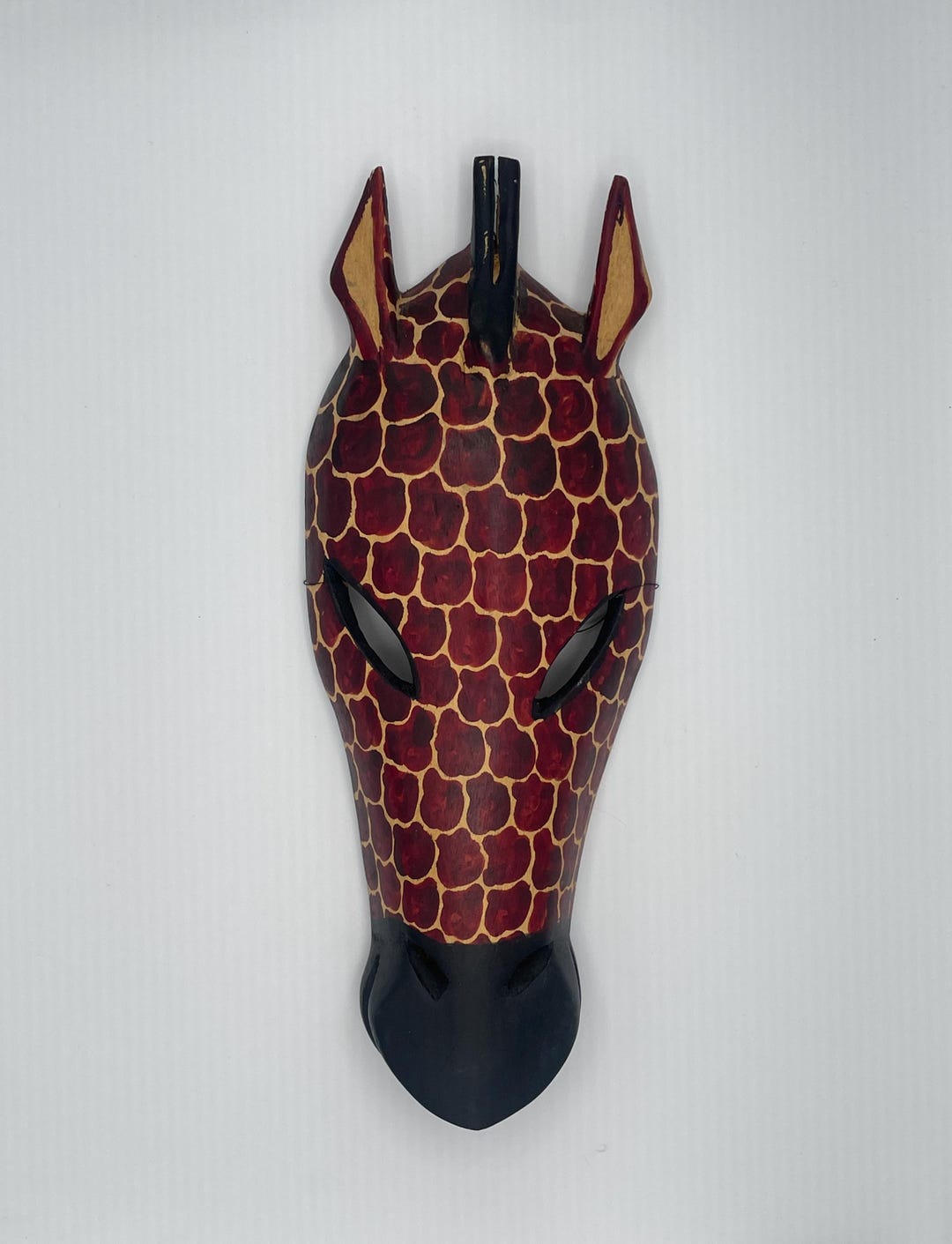 Giraffe Head Mask Wall Hanging, Hand Painted and Hand Carved, African ...