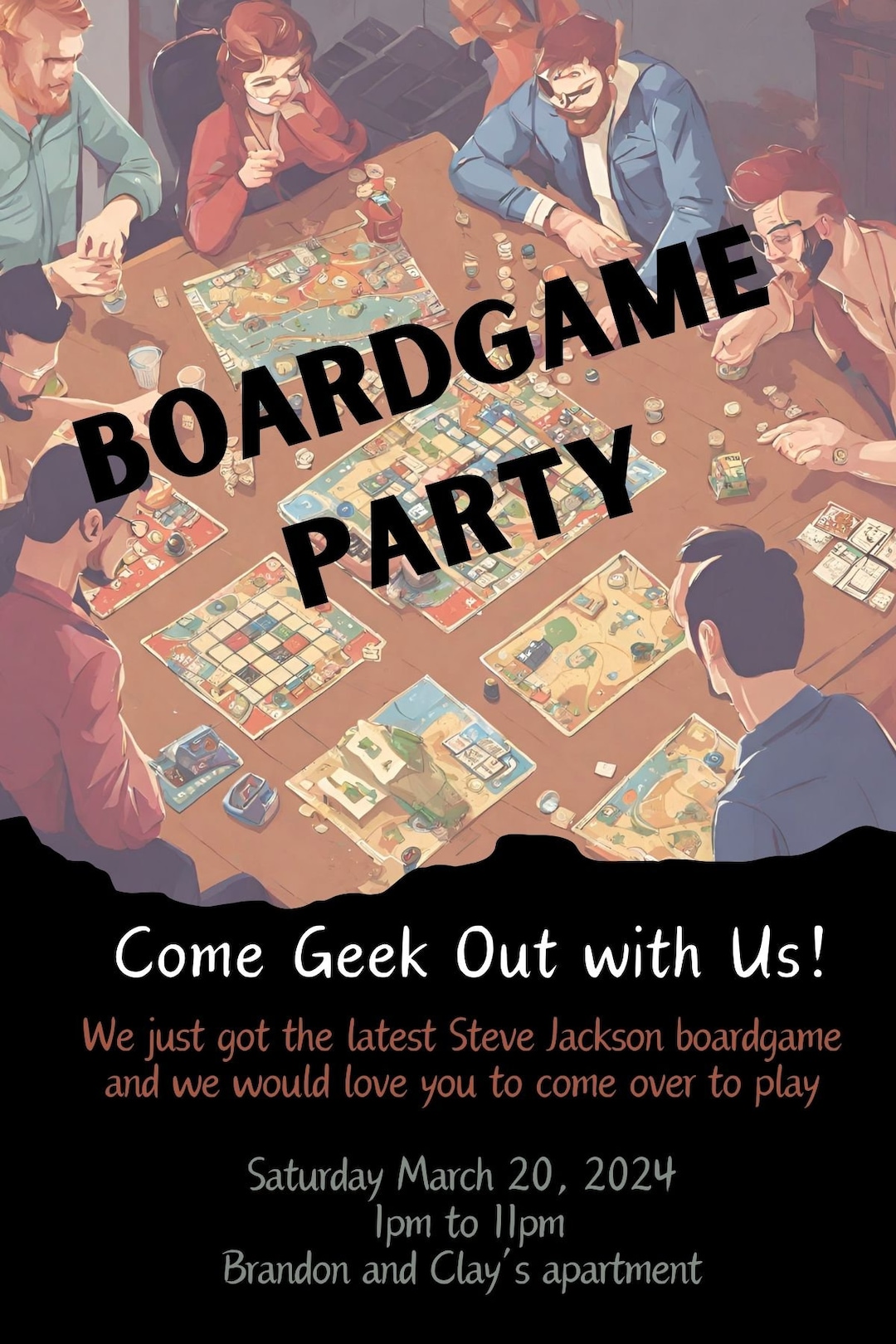 Boardgame Party Invite Invitation Board Game Fun Gathering Day Gather ...
