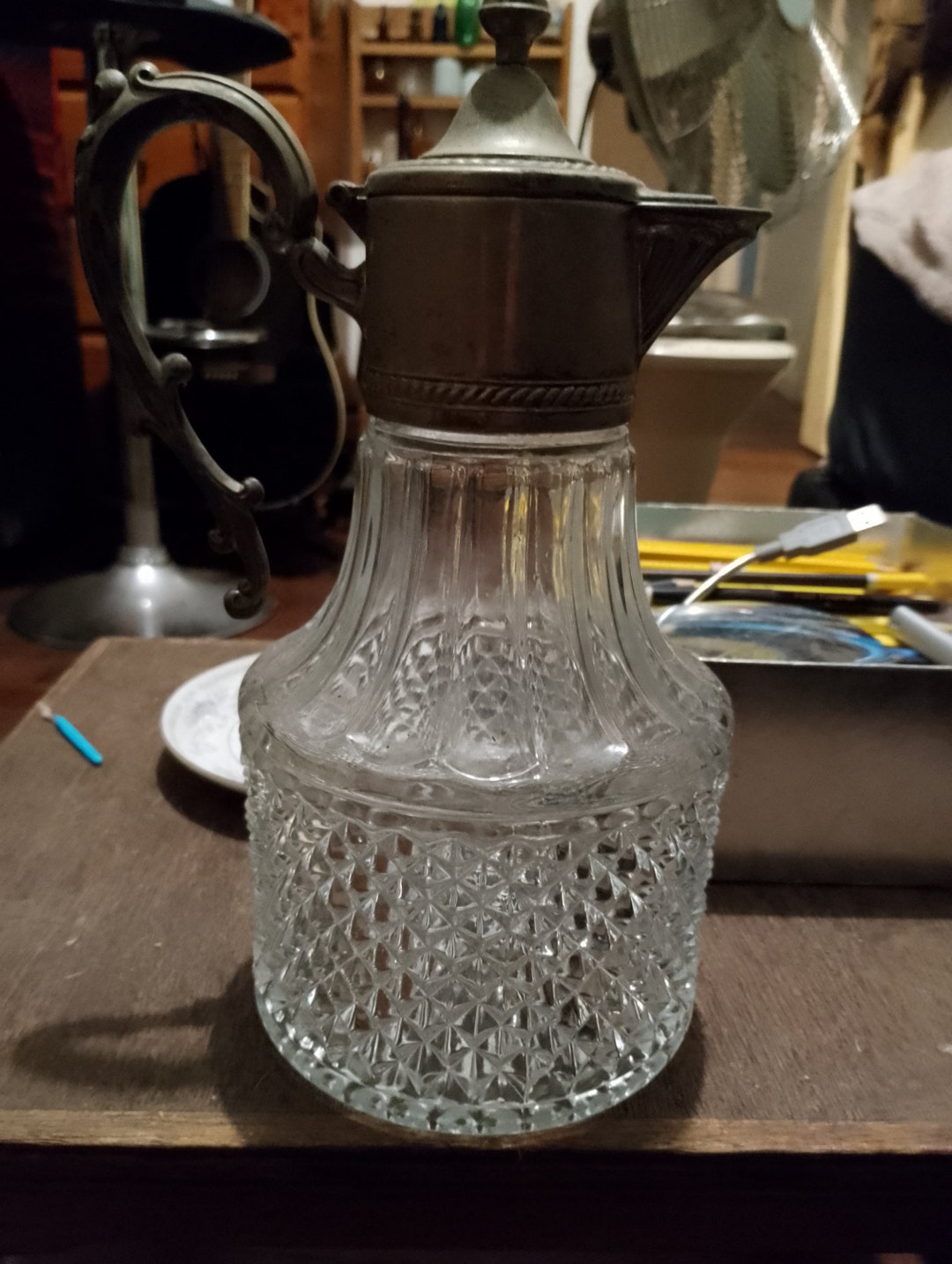 Vintage Leonard Italy Crystal Silver Plate Jug - Etsy