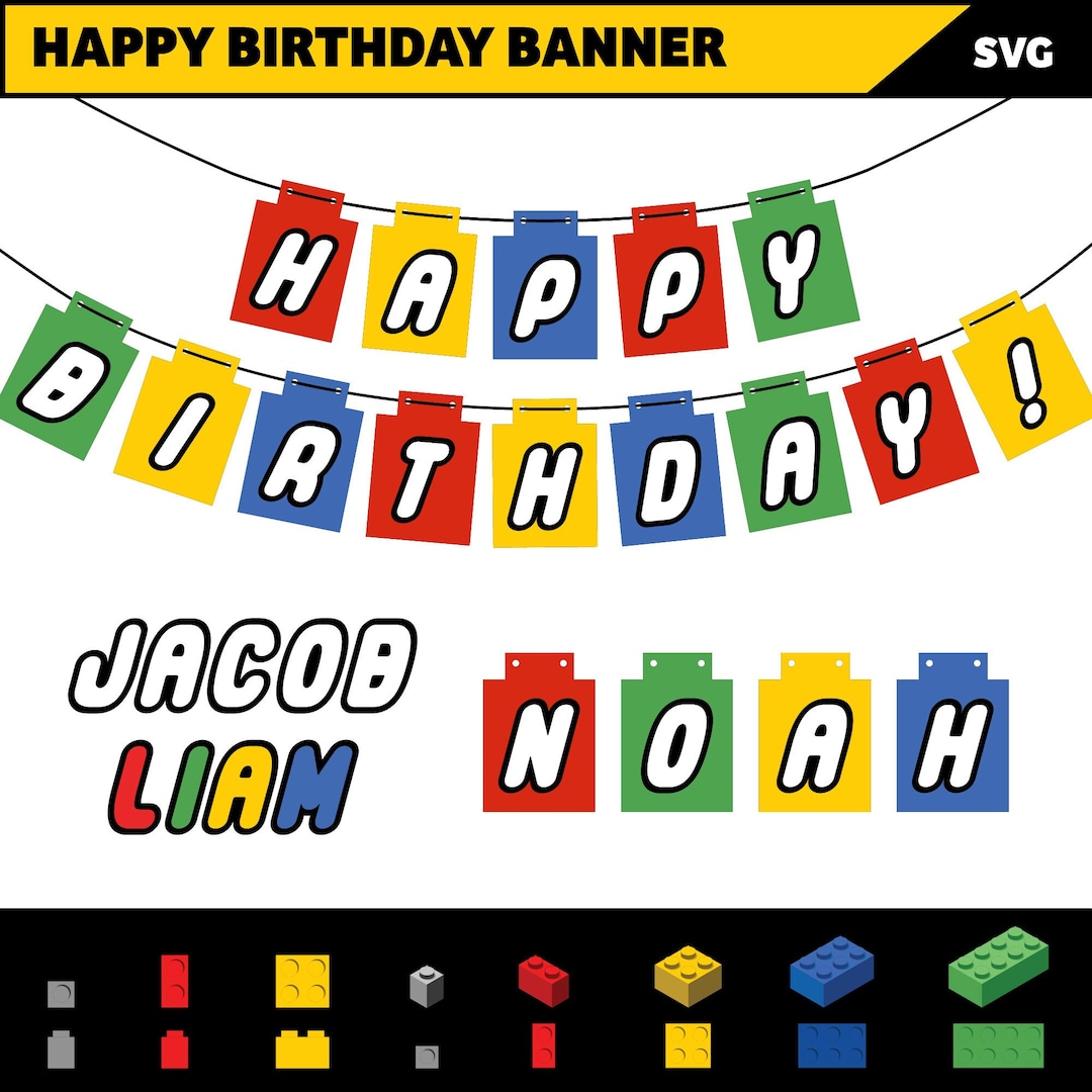 Brick Alphabet Happy Birthday Banner SVG Clipart (digital Download) - Etsy