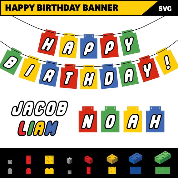 Printable Lego Happy Birthday Banner Lego Cake Topper – Yoryina