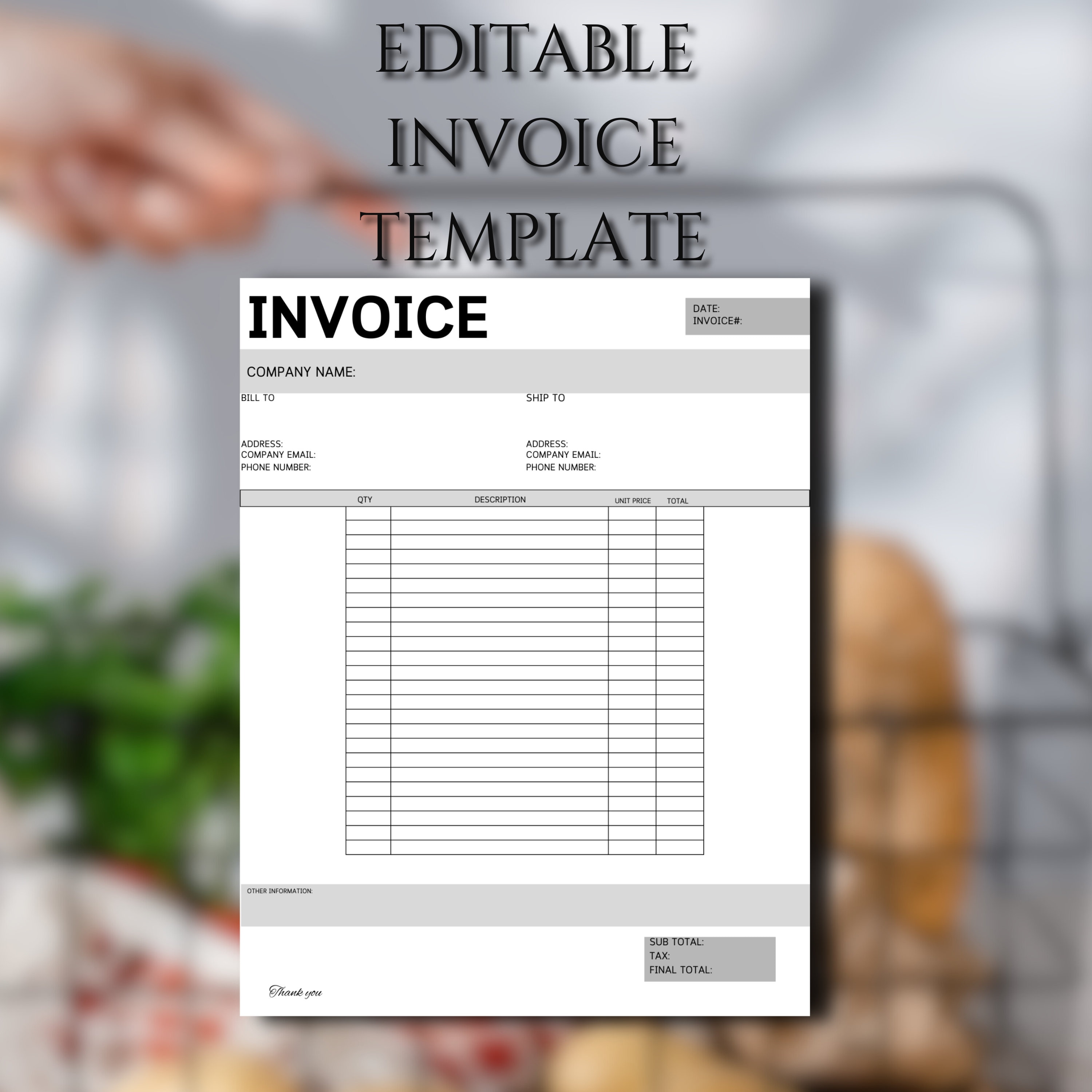 INSTANT Download/high Quality Invoice Template Printable Invoice ...