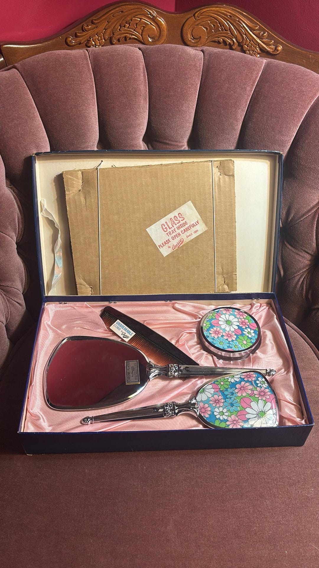 Vintage 1960’s/1970’s Ausco Chrome Plated Vanity 5 Piece Set in ...