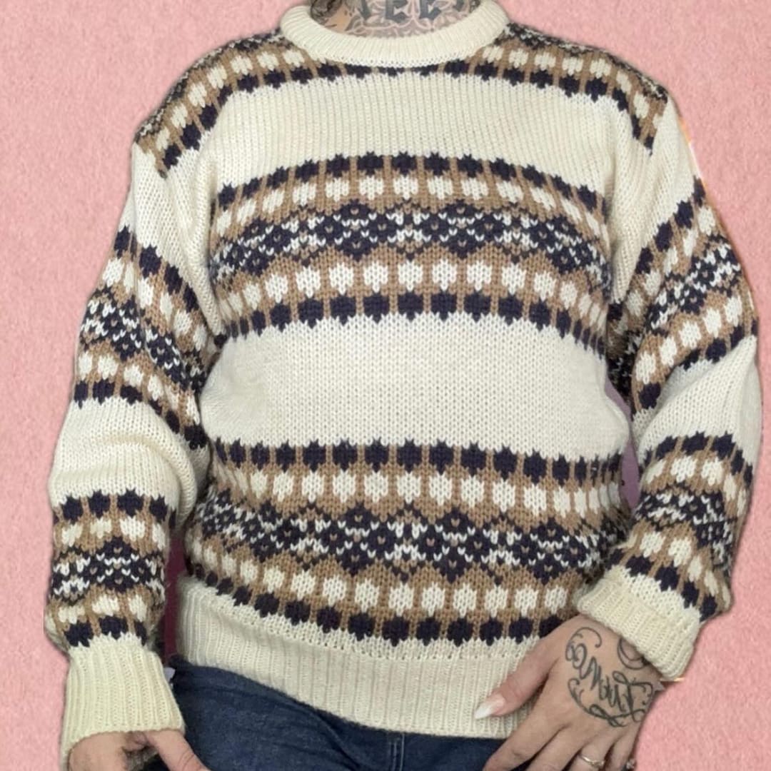 Vintage Mens Olde English Lane Knit Retro Pullover Sweater - Etsy