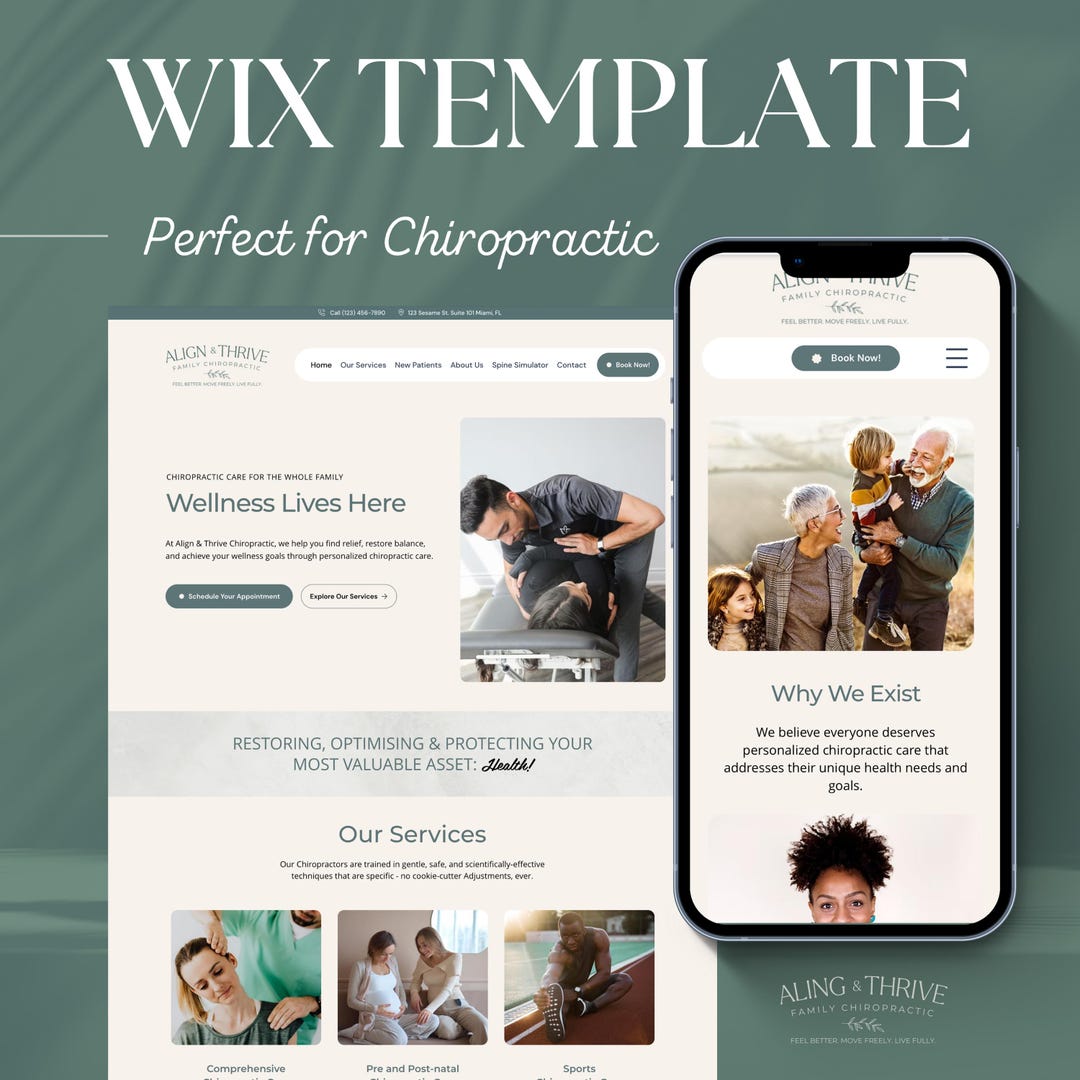 Wix Website Template | Chiropractor and Health Professionals - Etsy