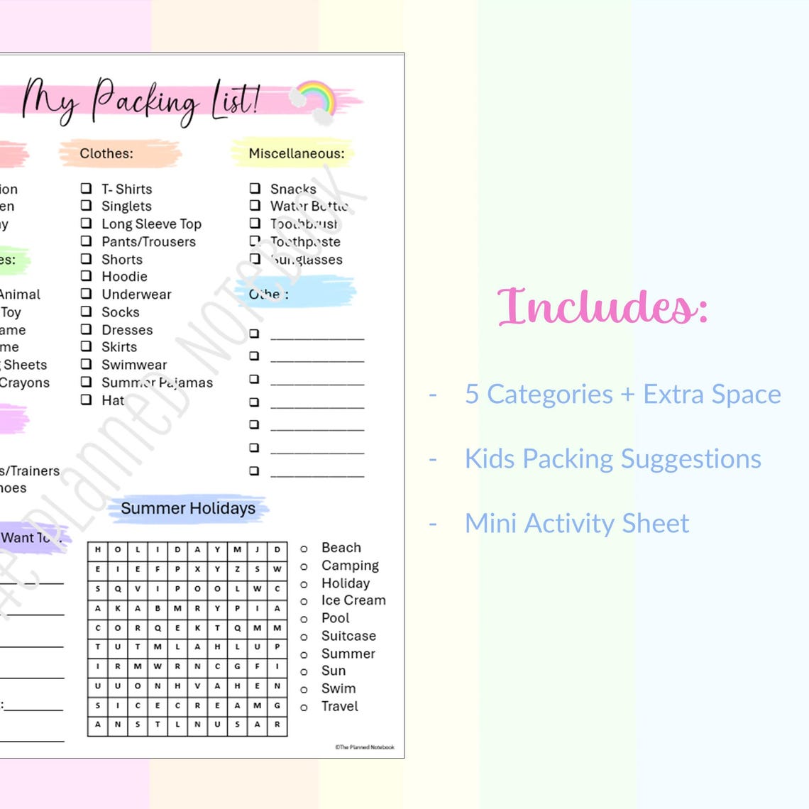 Printable Kids Summer Packing List, Kids Travel Packing List, Kids ...