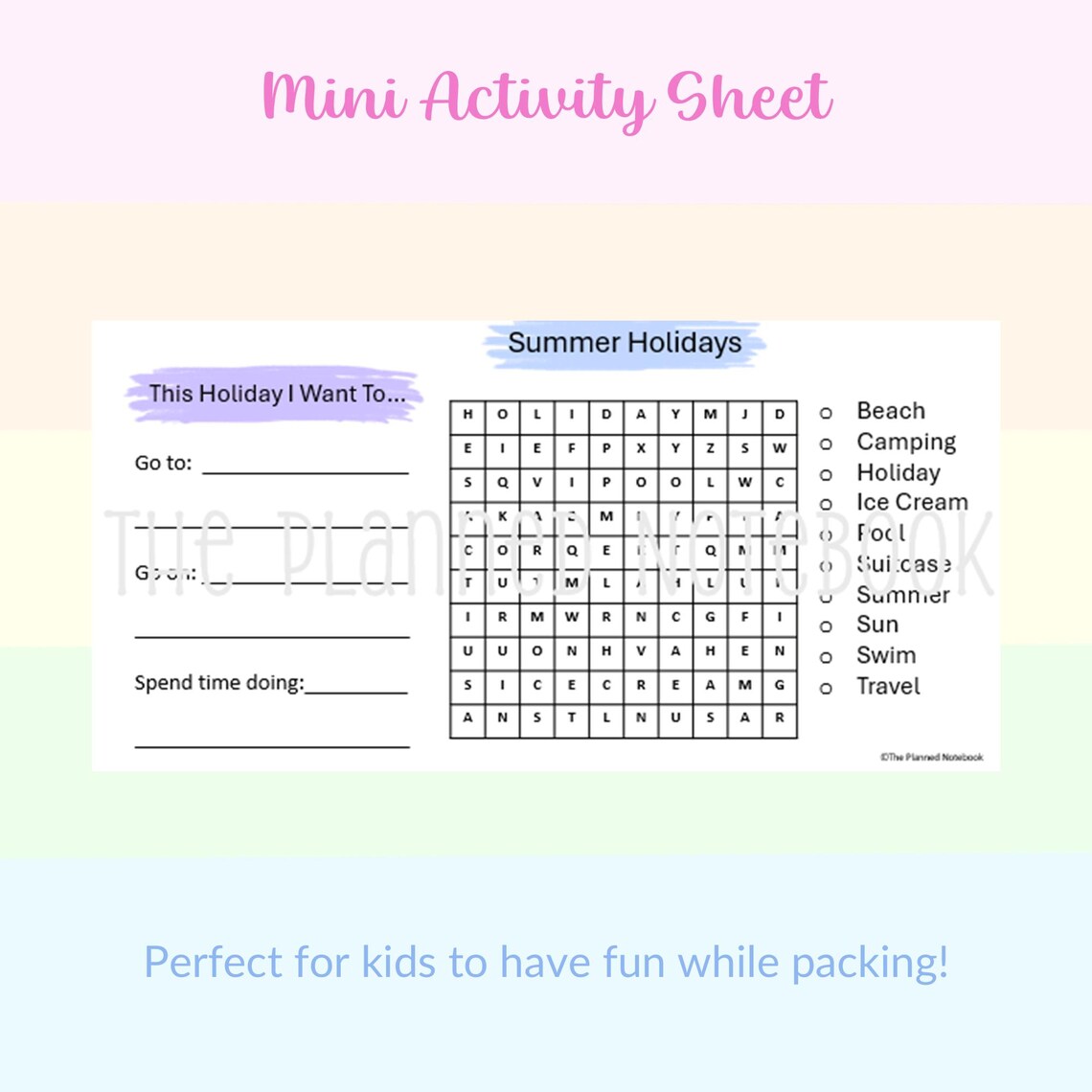Printable Kids Summer Packing List, Kids Travel Packing List, Kids ...