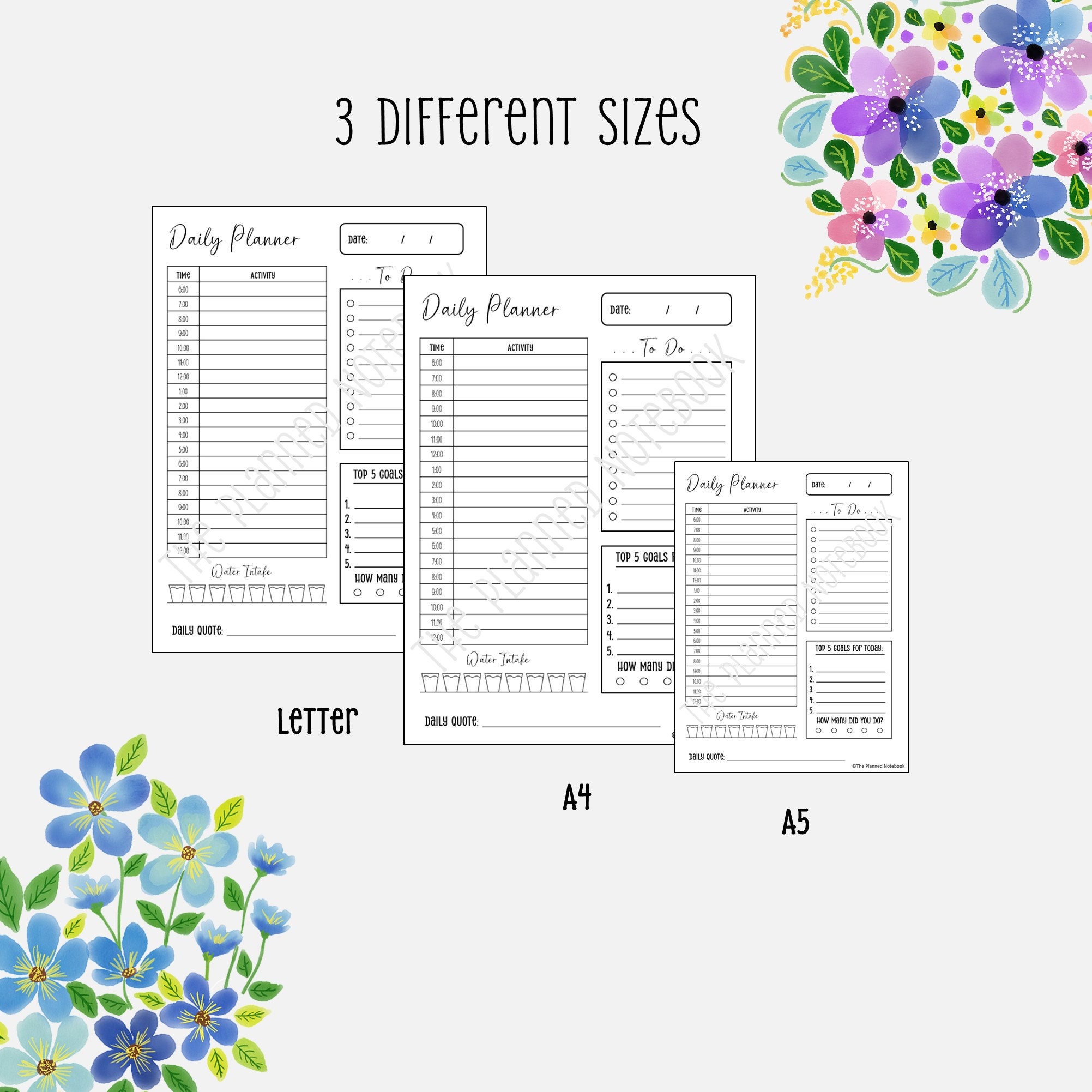 Printable Daily Planner, Daily Timetable and to Do List, Daily Goals ...