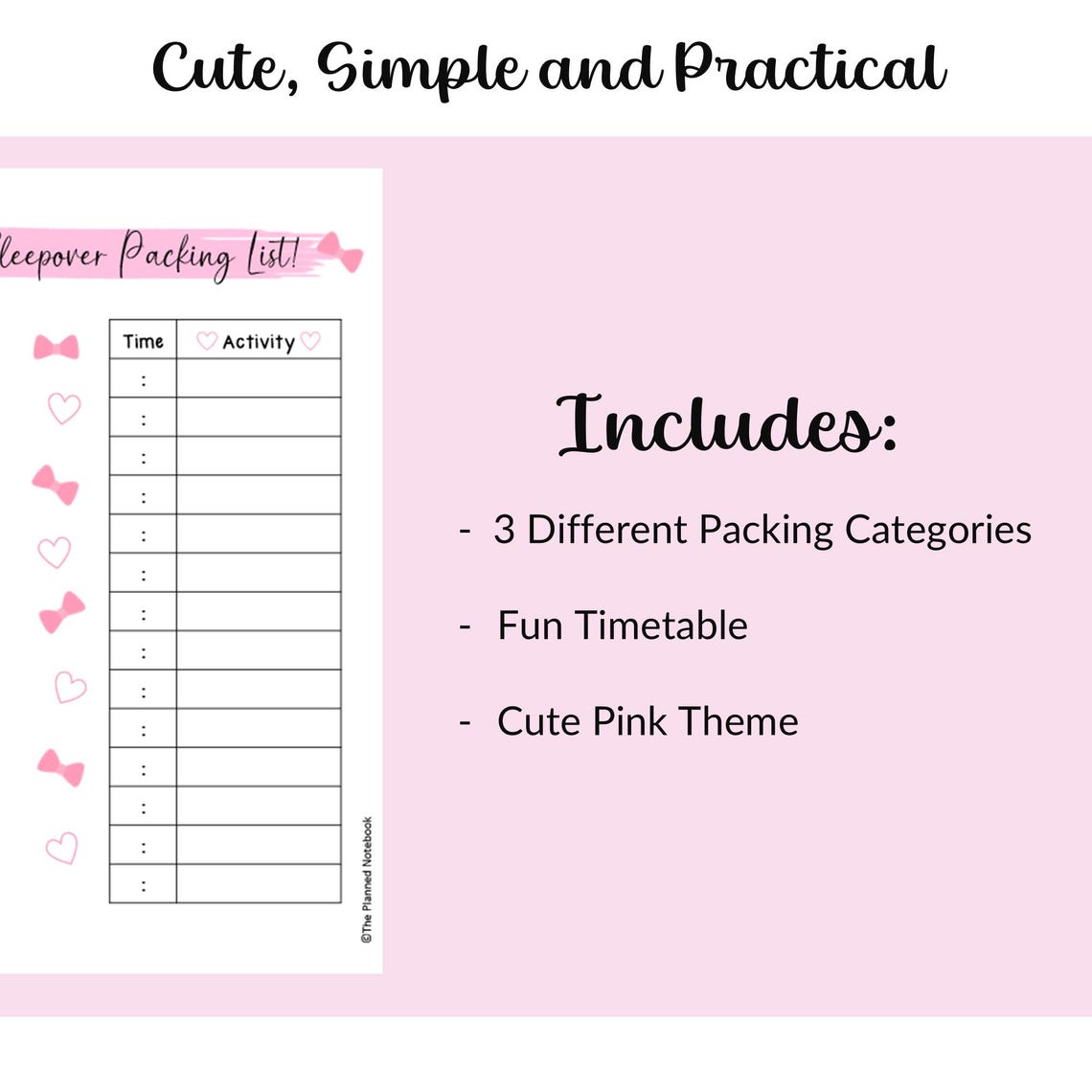 Sleepover Packing List, Packing List, Sleepover List, Girls List, Kids ...