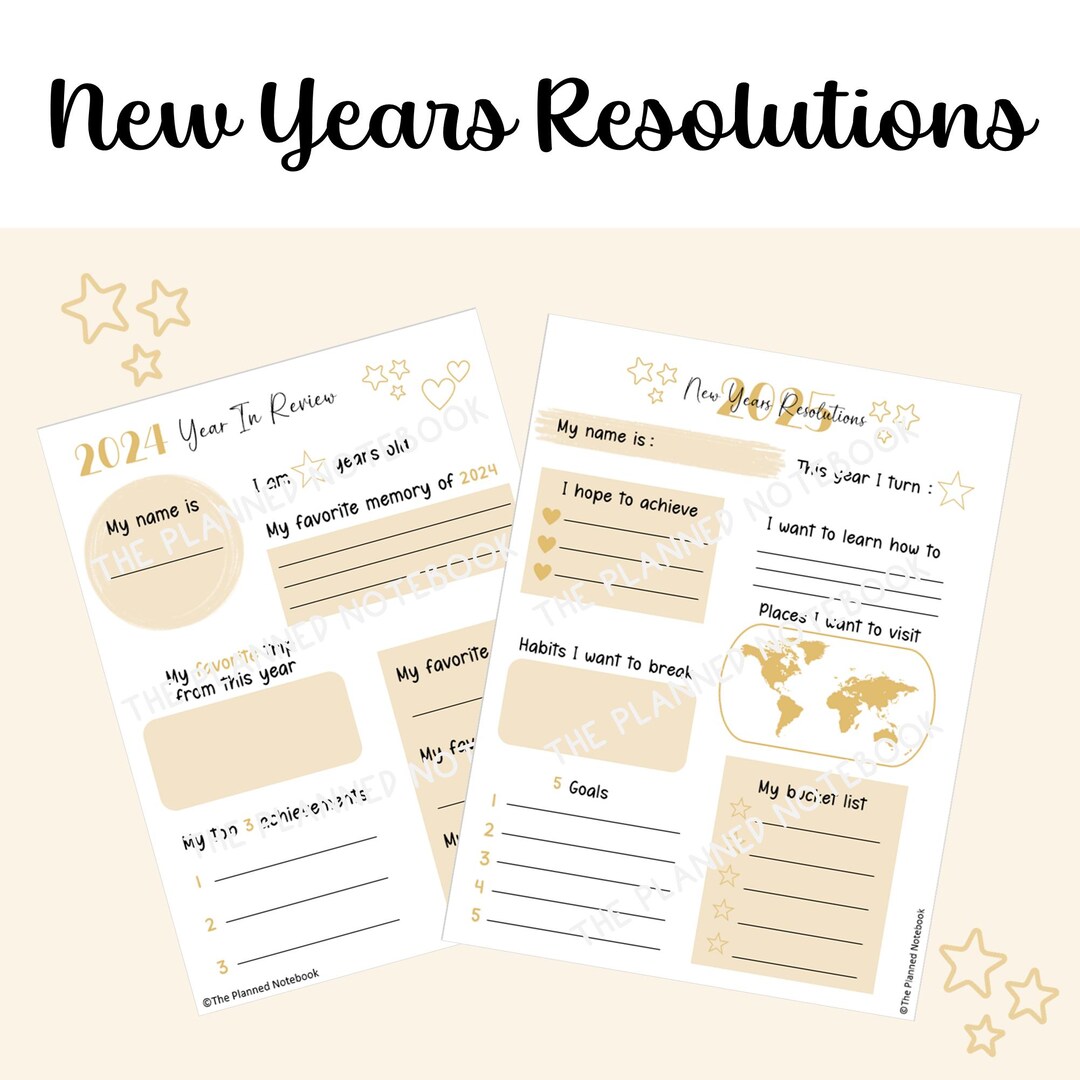 New Years Resolutions Template, 2024 Reflection Template, New Years ...