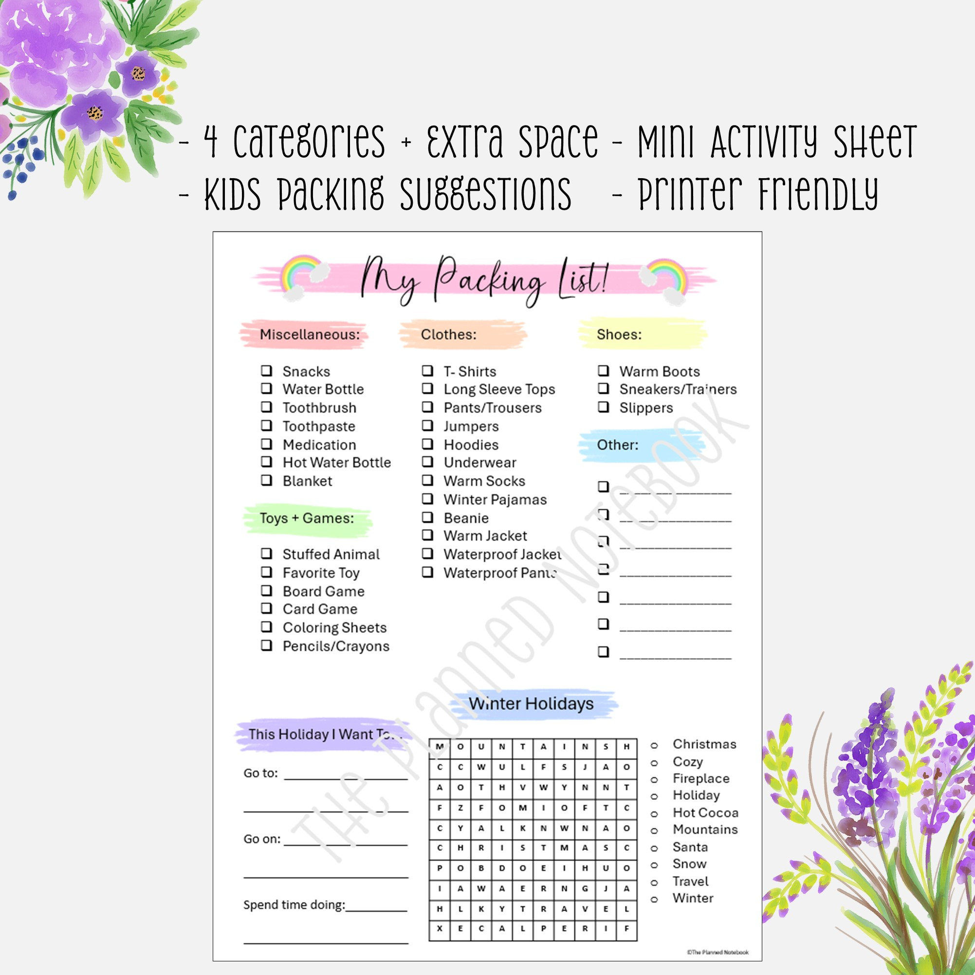 Printable Kids Winter Packing List, Kids Travel Packing List, Child ...
